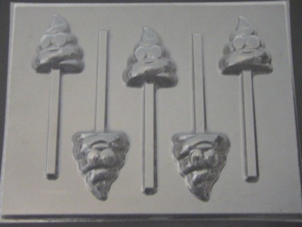 552sp Swirl Poop Emoji Ice Cream Chocolate or Hard Candy Lollipop Mold ...